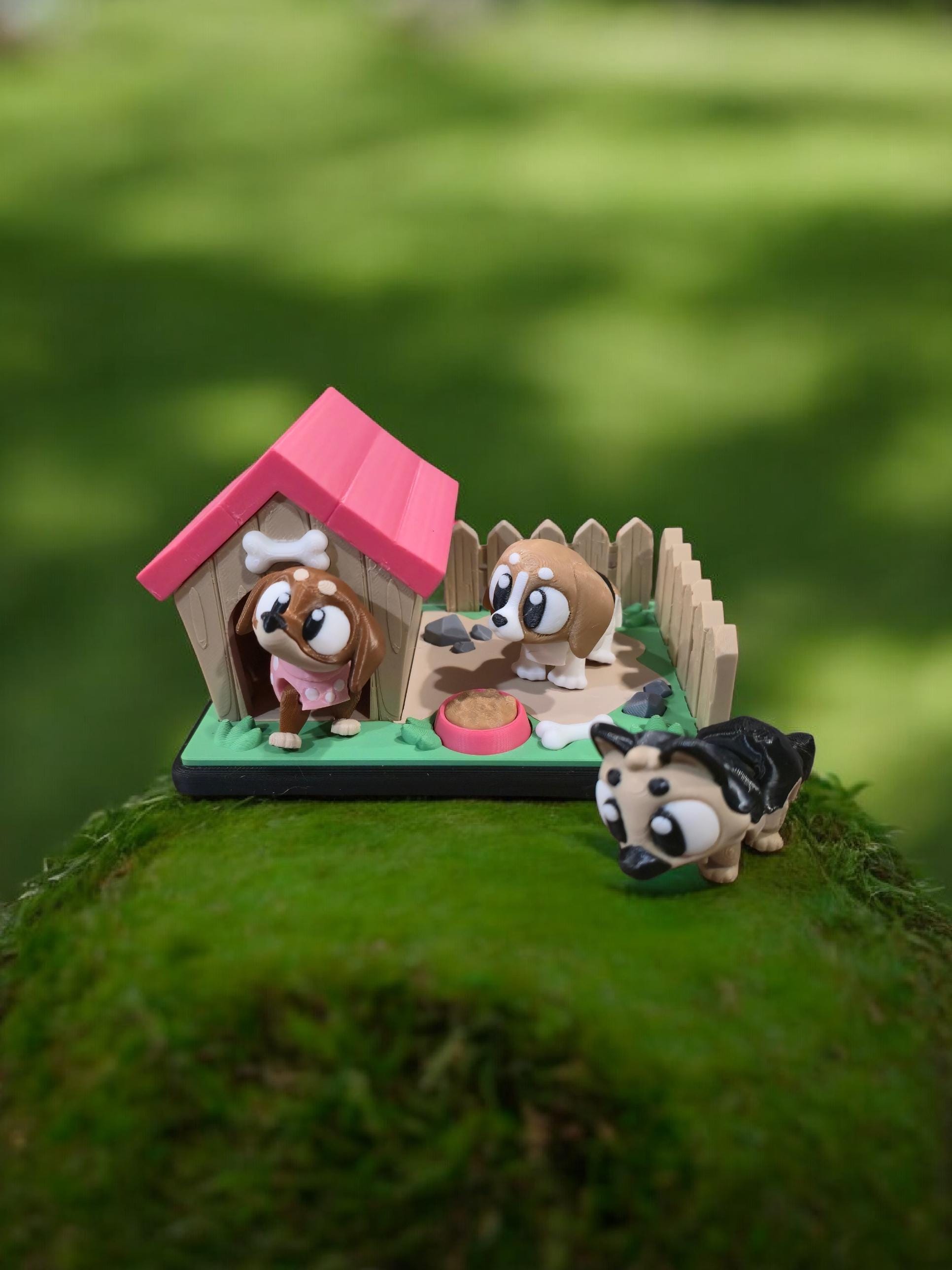 3D Printed Dog Playset: Removable Dog House, Desk Pet - Etsy