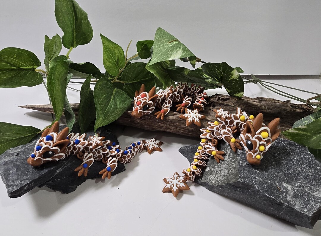 3D Printed Gingerbread Dragon Unique Holiday Decor, Fantasy Gift ...