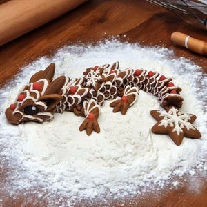 3D Printed Gingerbread Dragon - Unique Holiday Decor, Fantasy Gift ...