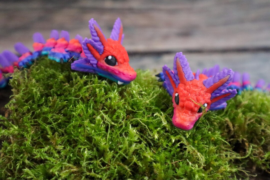 Baby Axolotl Amphibian Dragon Articulated 3d Printed Dragon Rainbow ...