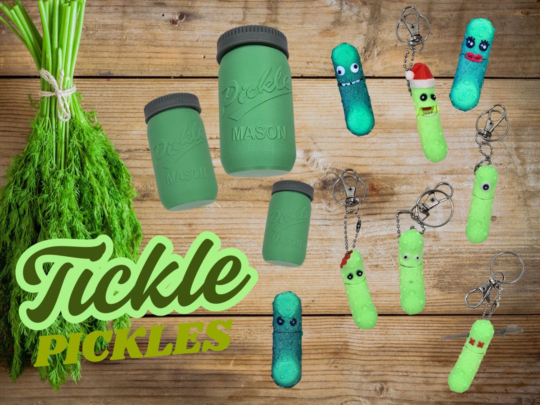 3D Printed Tickle Pickle: Quirky Keychain Gift in Mason Jar - Etsy