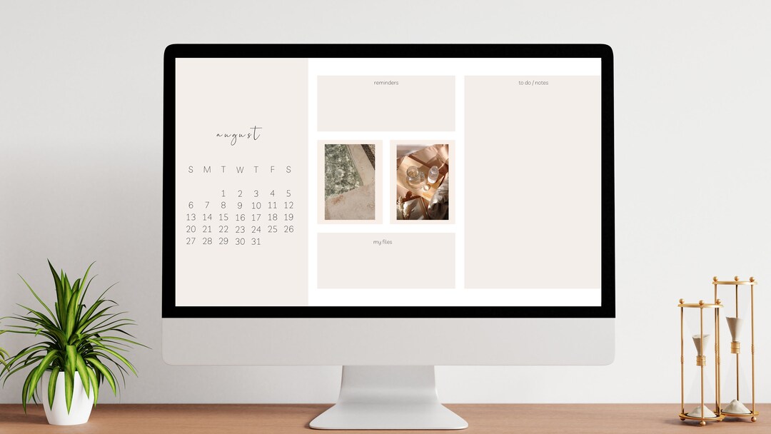 Neutral Aesthetic Organized Monthly Desktop Wallpapers - Etsy