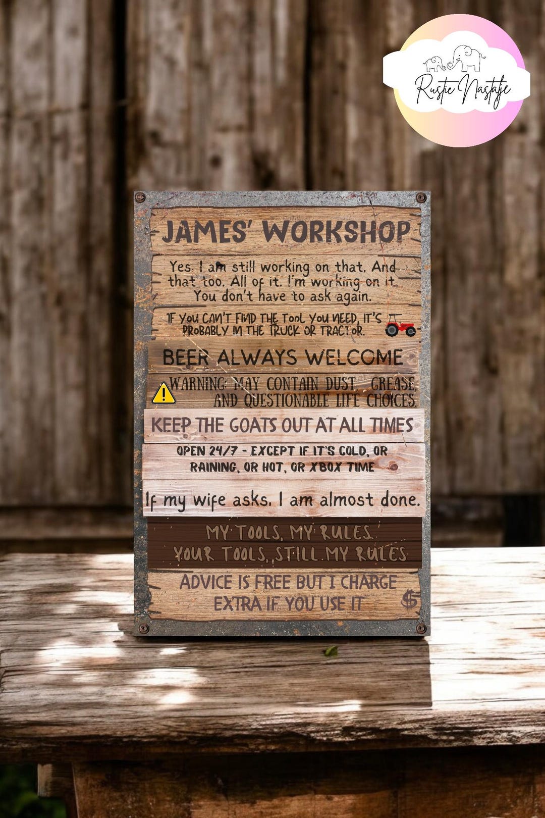 Letrero de taller de metal personalizado, regalo divertido para el Día ...