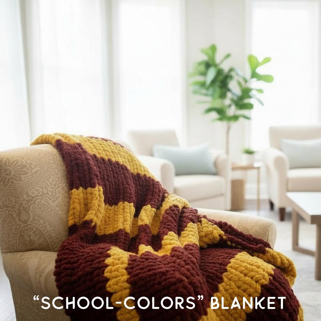 Personalized Chunky Knit School Spirit Blanket, Maroon and Gold Team ...