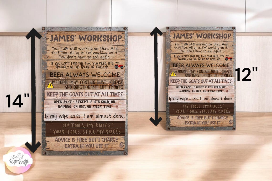 Funny Man Gift, Custom Metal Workshop Sign for Dad, Useful and Fun ...