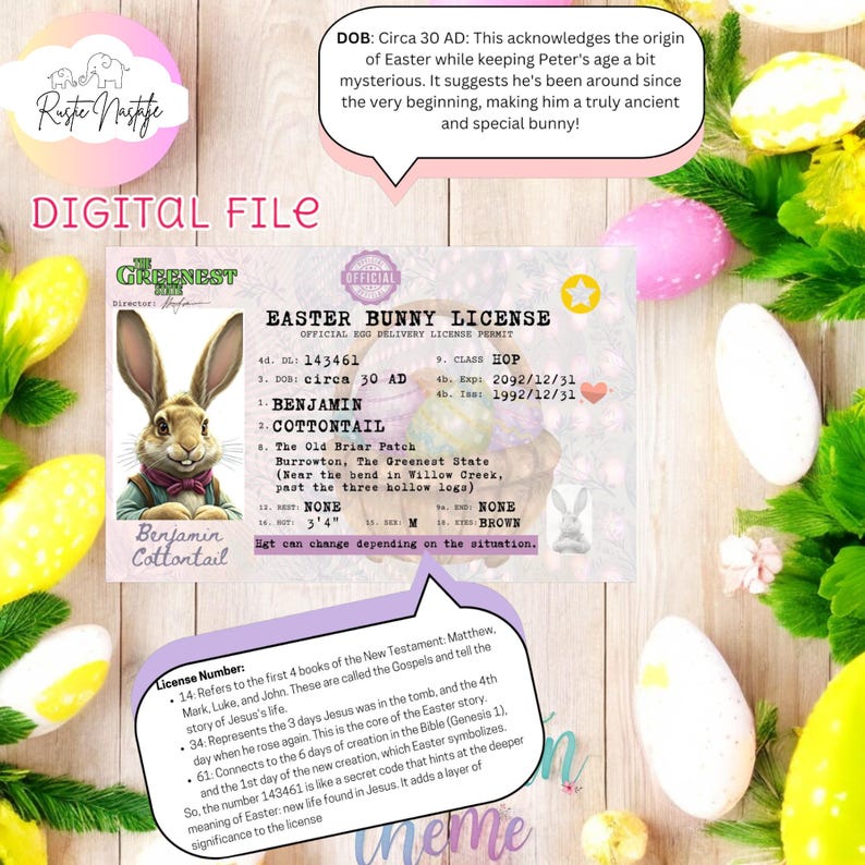 Easter Bunny License Sublimation, Egg Delivery Permit, PNG File, Easter ...