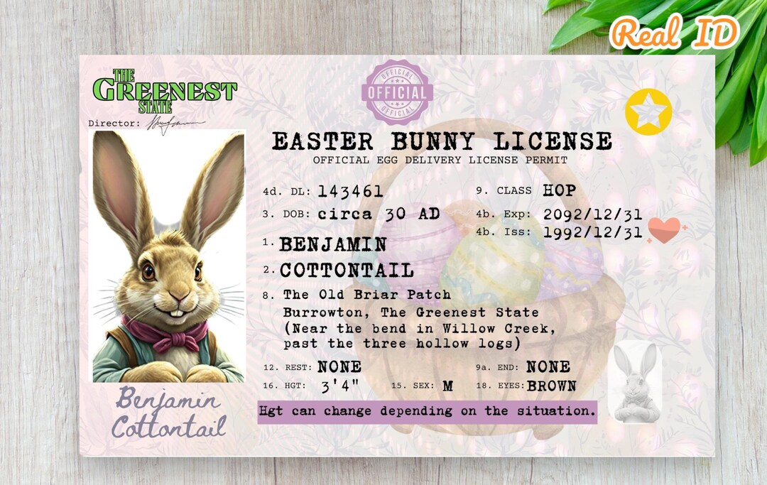 Easter Bunny License Metal Card: Collectible Easter Gift - Etsy