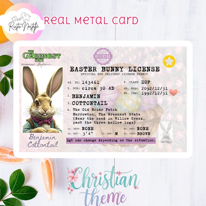 Easter Bunny License Metal Card: Collectible Easter Gift - Etsy