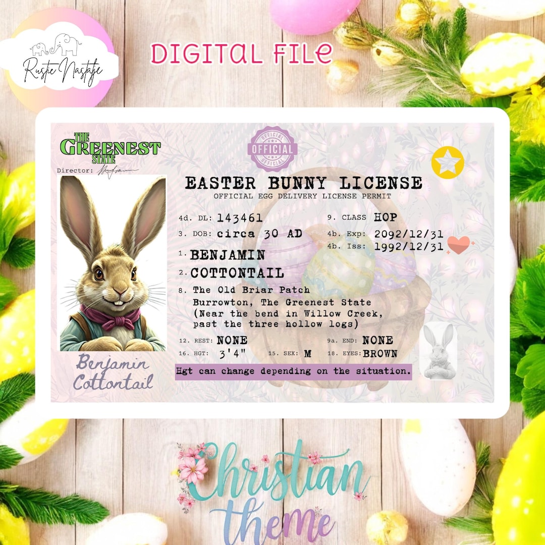Easter Bunny License Sublimation, Egg Delivery Permit, PNG File, Easter ...