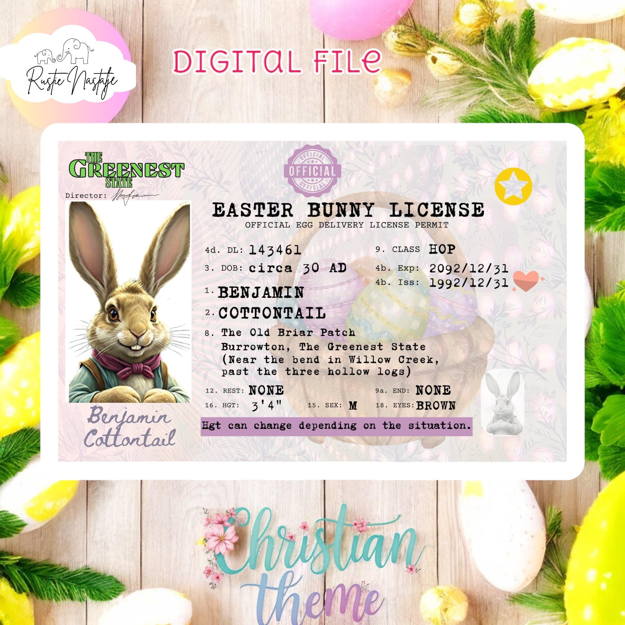 Easter Bunny License Sublimation, Egg Delivery Permit, PNG File, Easter ...