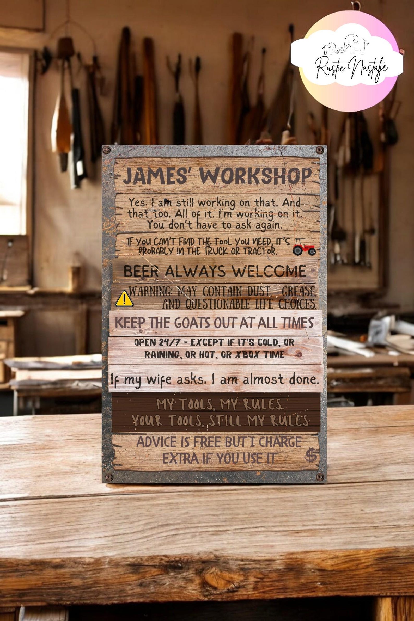 Funny Man Gift, Custom Metal Workshop Sign for Dad, Useful and Fun ...