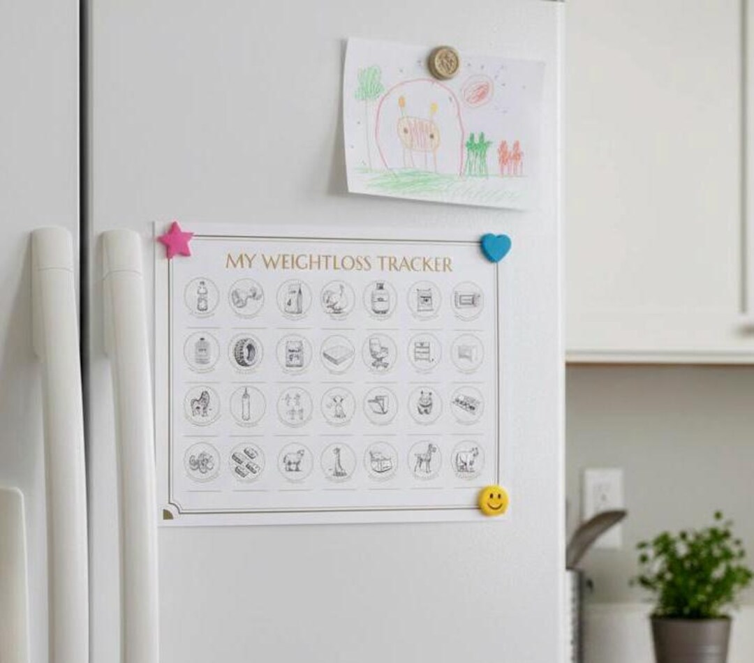 2026 Weight Loss Tracker With Stickers, Visual Pounds Lost Goal Chart ...