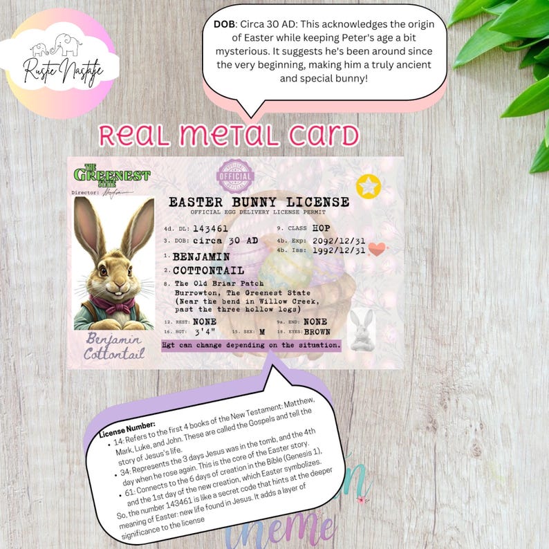 Easter Bunny License Metal Card: Collectible Easter Gift - Etsy