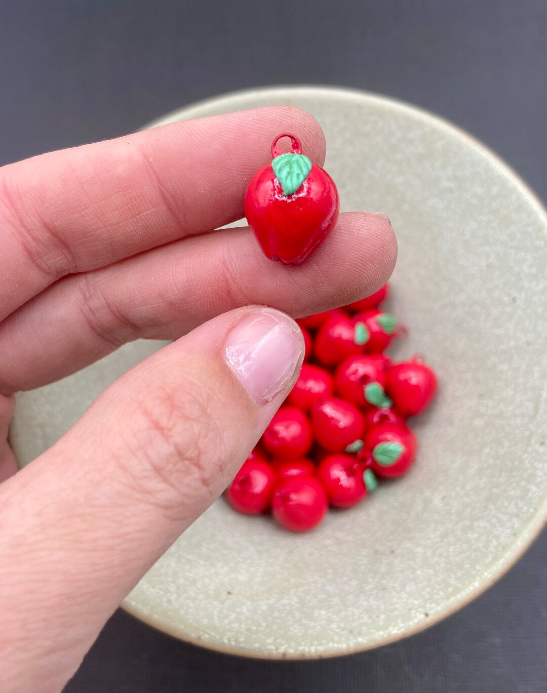 25 Pcs~handmade Clay Apple Pendants~diy Jewelry/art Supplies~set of ...