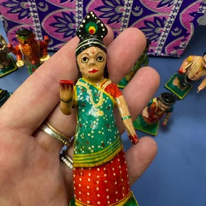 Set of 8 -mini Hindu Figurines- Vintage Handmade Indian Toy ...