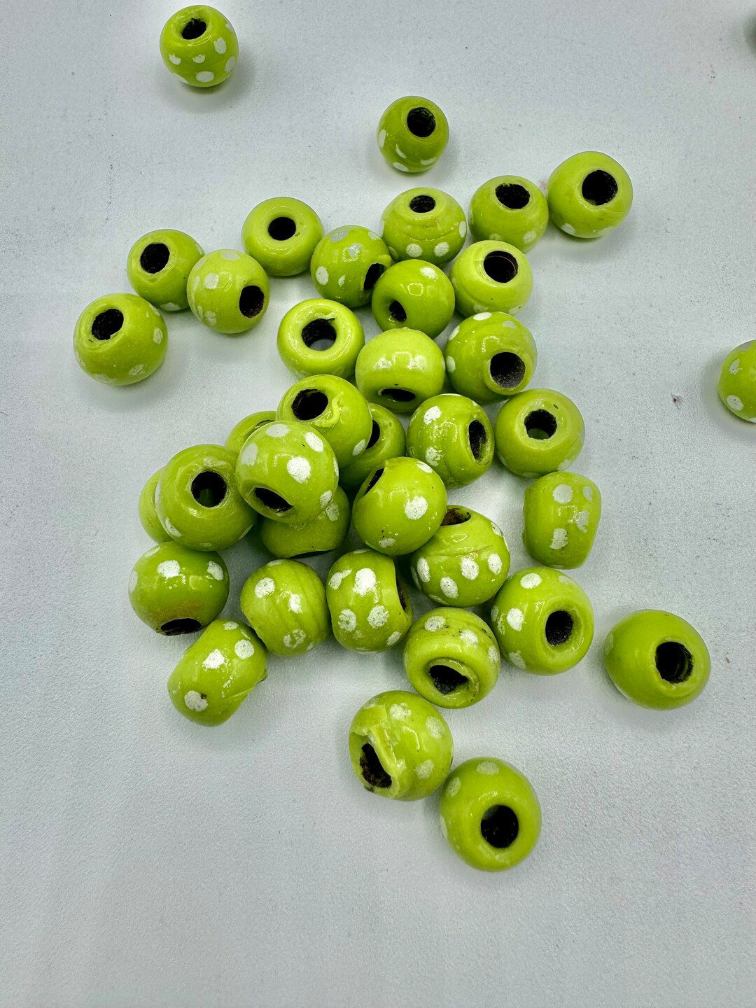 50 Pcs~handmade Lime Green Beads- Glass Beads~diy Jewelry/art Supplies ...