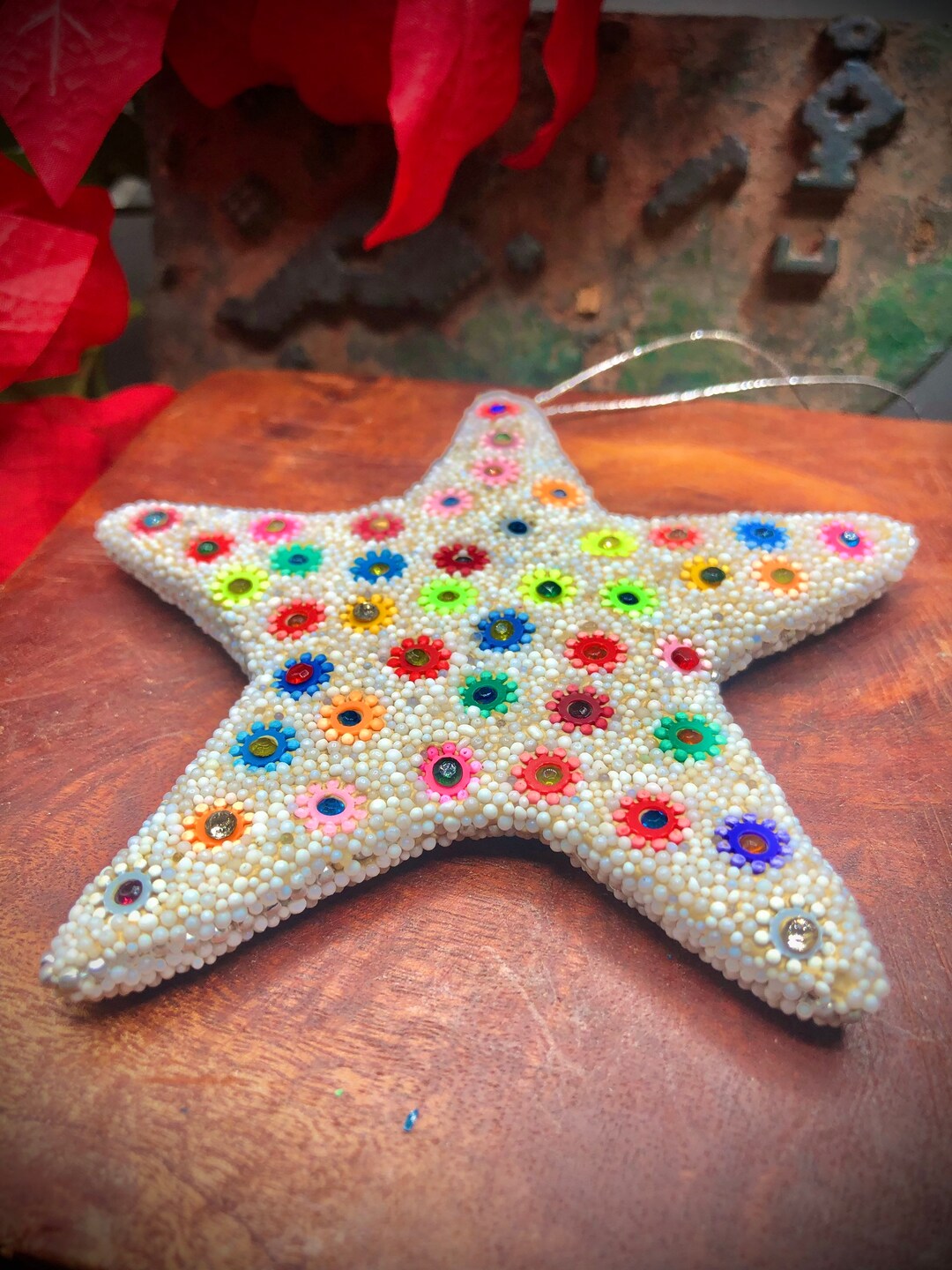 Flower Power Beaded Star Ornament~beaded & Embellished~ Vintage ...
