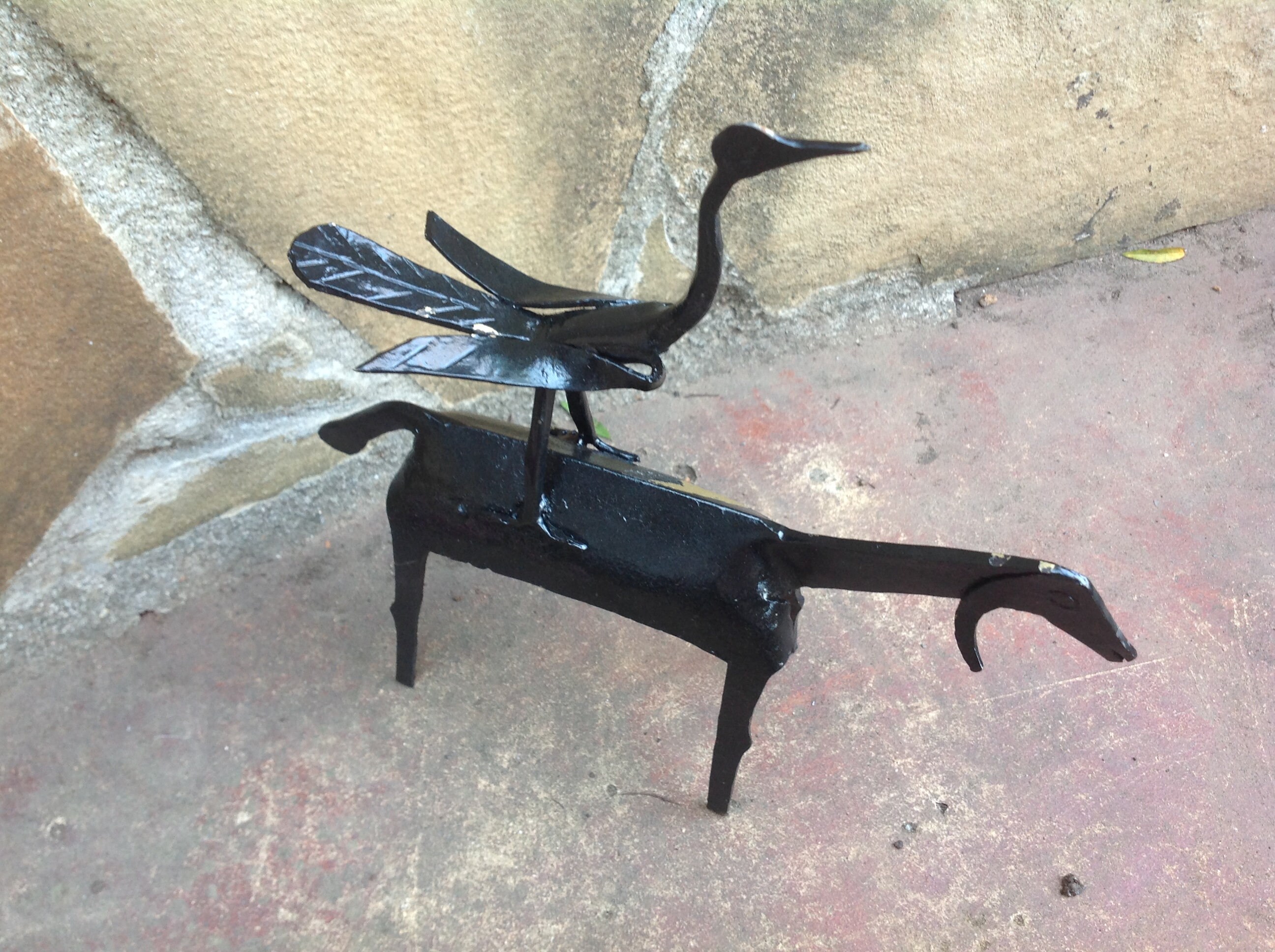 Vintage Iron Goat & Bird Sculpture - Etsy