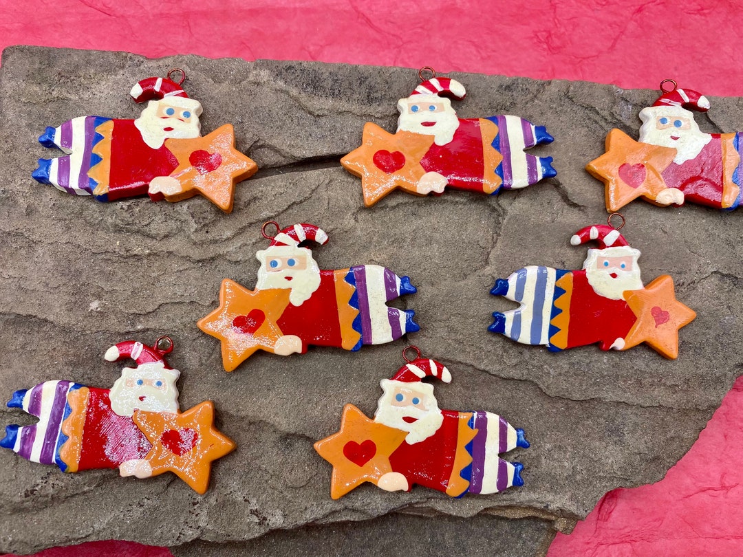 15 Pieces- Handmade Santa Tokens- Component Piece for Cards, Jewelry ...