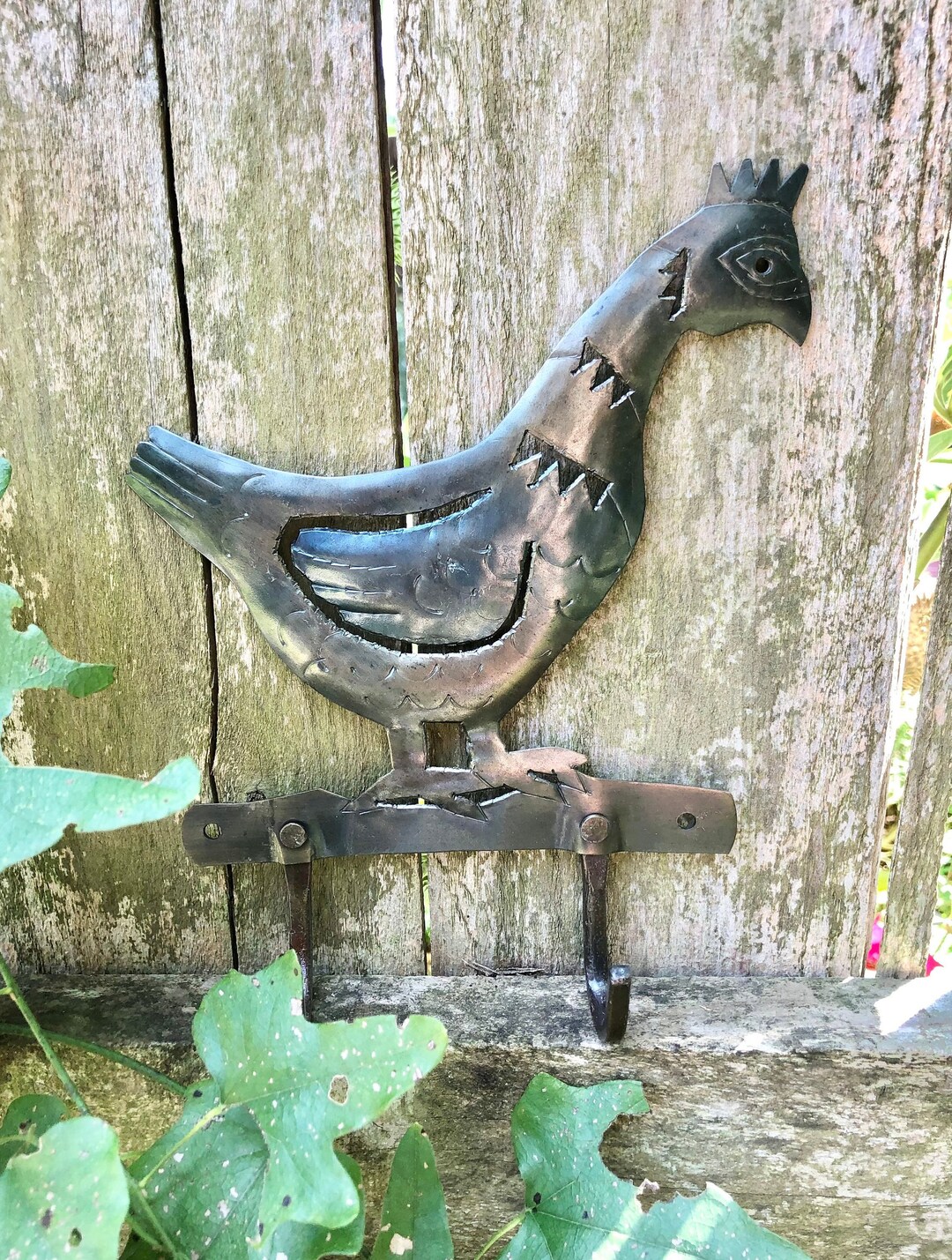 Vintage Chicken Double Hook- Metal Hook for Hats, Towels, Jewelry Etc ...