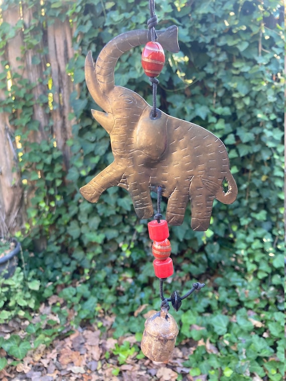 Vintage Happy Elephant Bell ChimeHandmade Garden Art | Etsy
