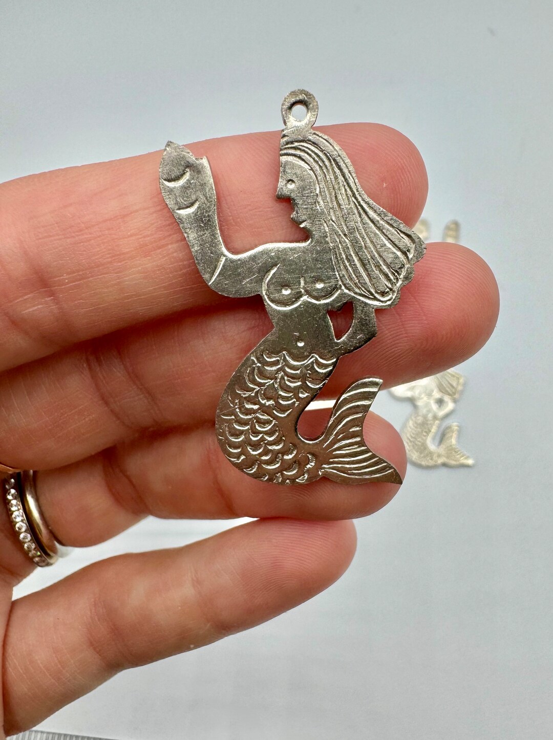 10 Pcs~ Silver Mermaid Charms- Component Piece ~DIY Jewelry/art ...