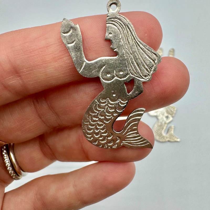 Silver Mermaid Charm - Etsy