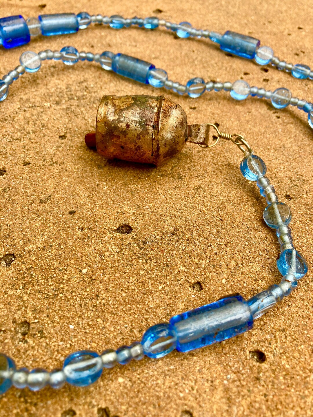 Extra Long~glass Beaded String With Copper Bell~boho Home&garden Decor ...