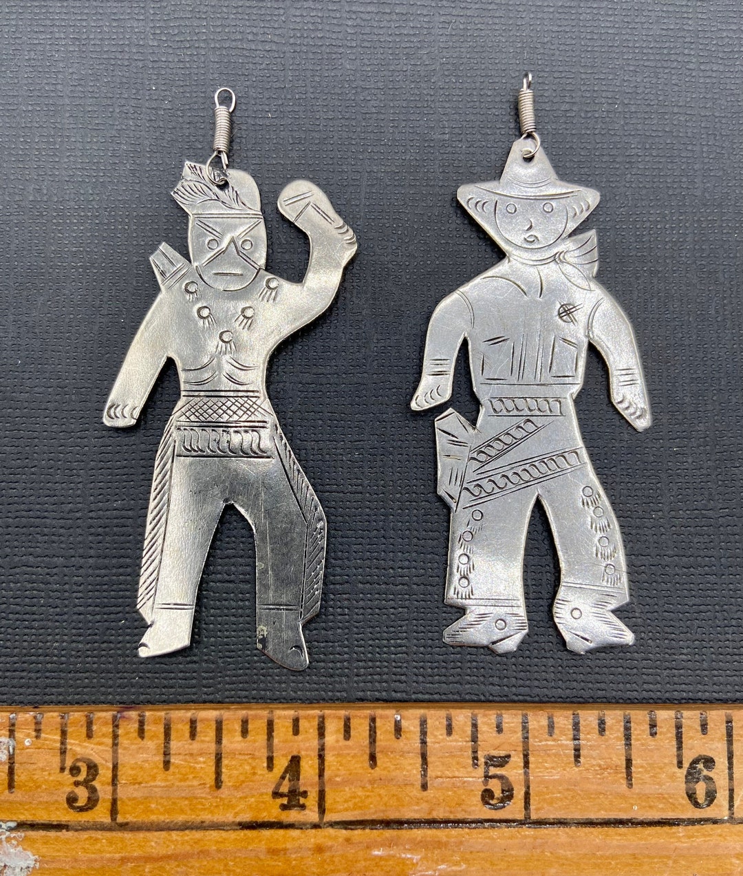 10 Pcs (5 Sets)- Silver Cowboy & Indian Charms- Set of Unique Metal ...
