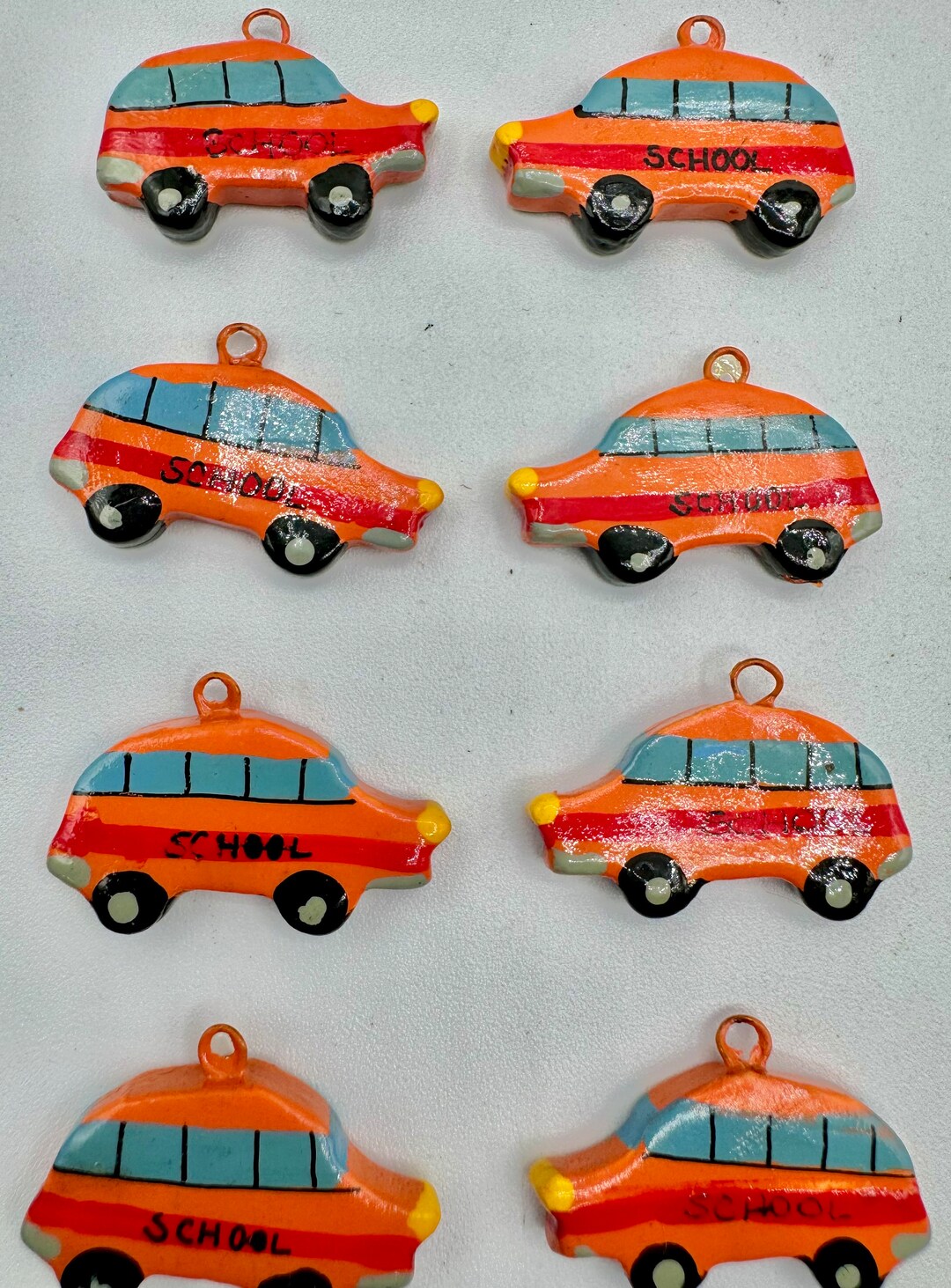 15 Pcs~handmade Clay School Bus Pendants~diy Jewelry/art Supplies~set ...