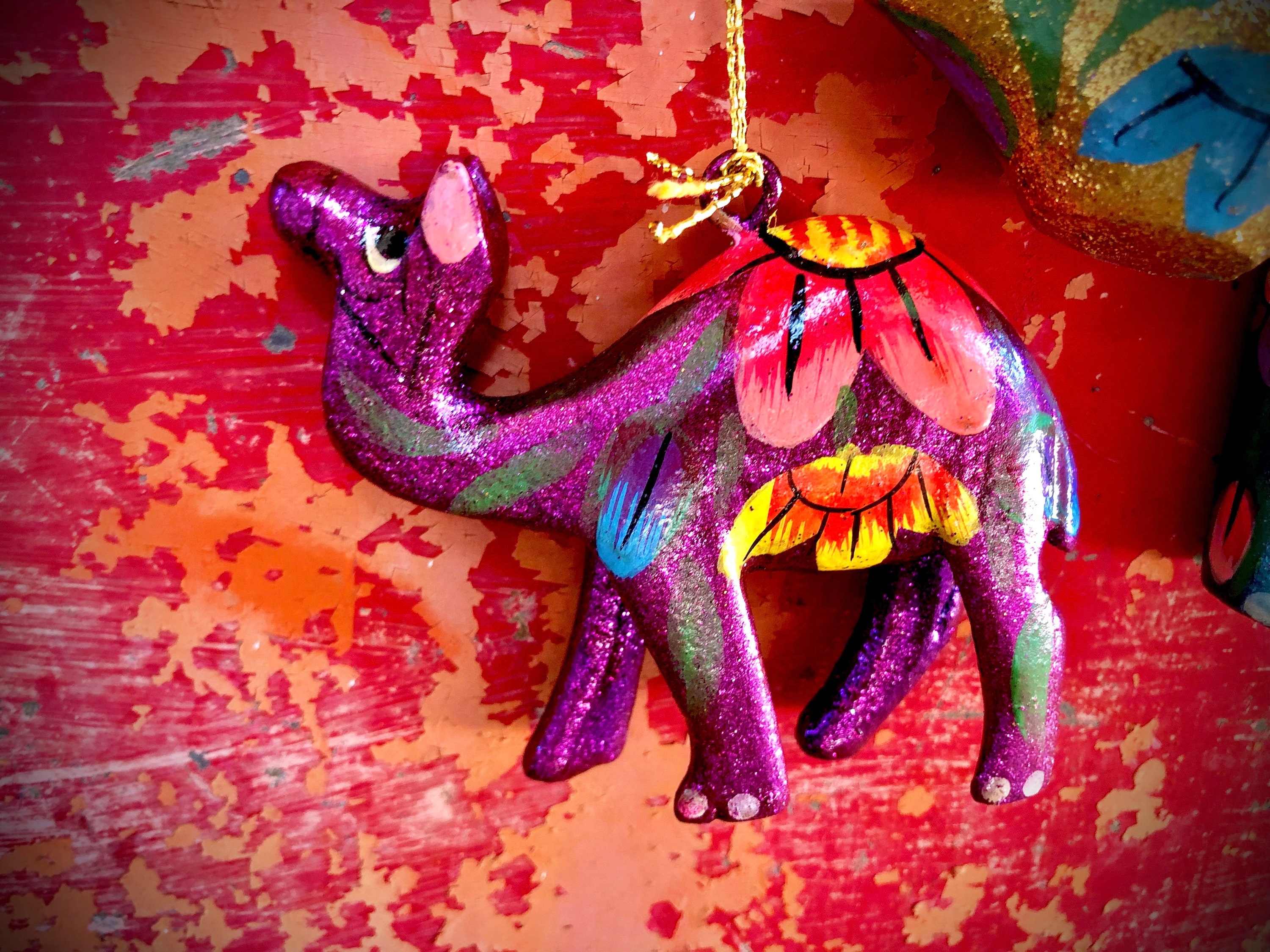 Boho Animal Ornaments~ Sparkly Metallic Flower-embellished Animal ...