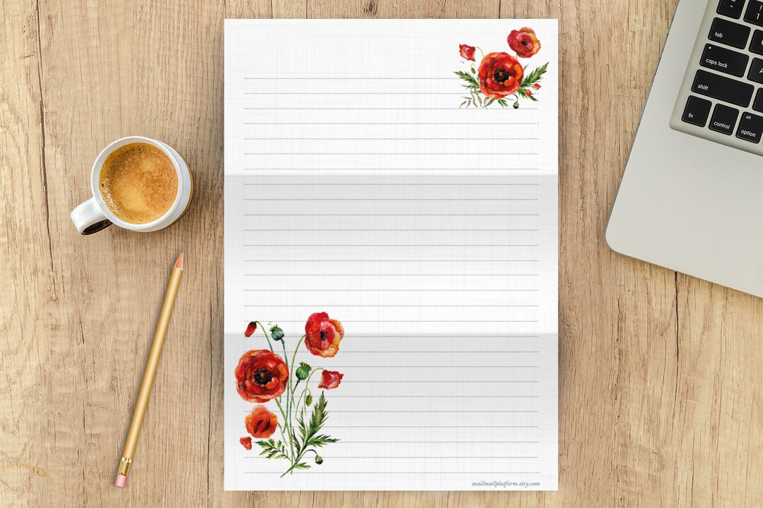Poppies A4 & A5 Printable Letter Paper - Etsy