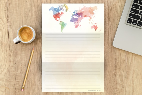 World Map A4 & A5 Printable Letter Paper - Etsy