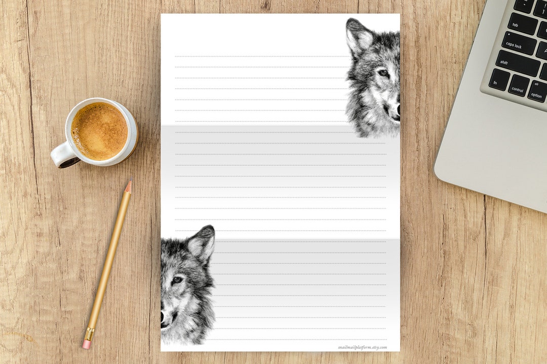 Wolf A4 & A5 Printable Letter Paper - Etsy