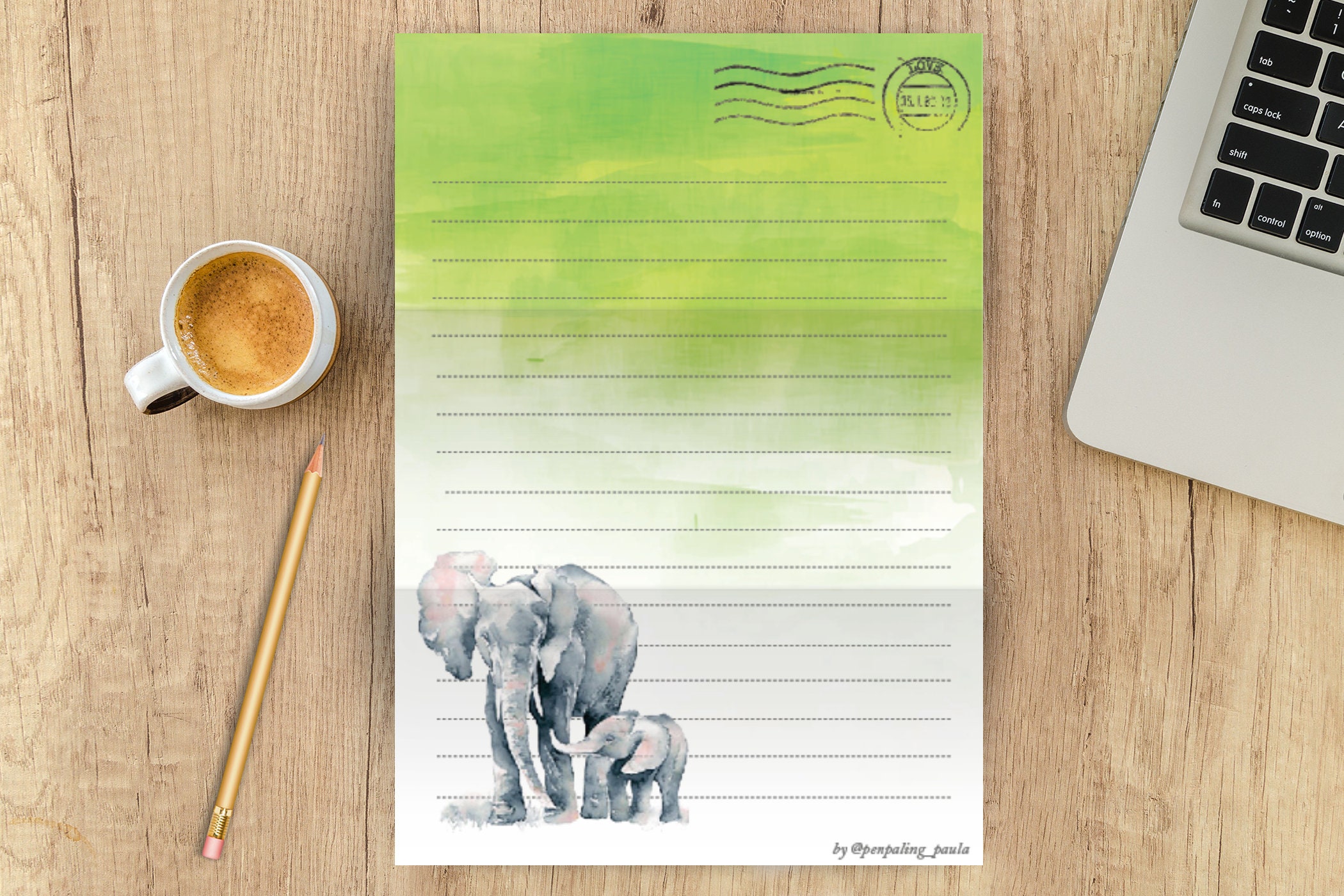 Elephants A5 Printable Letter Paper | Etsy