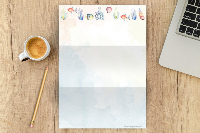 Ocean A4 & A5 Printable Letter Paper | Etsy