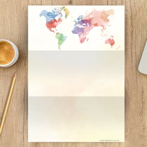 World Map A4 & A5 Printable Letter Paper - Etsy UK