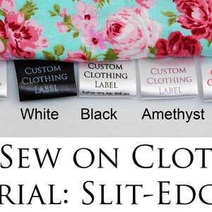 100 Labels Personalised Custom Colour Print Satin Slit-edge Sew on ...