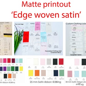 100 Labels Personalised Custom Colour Print Satin Sew on Clothing Label ...