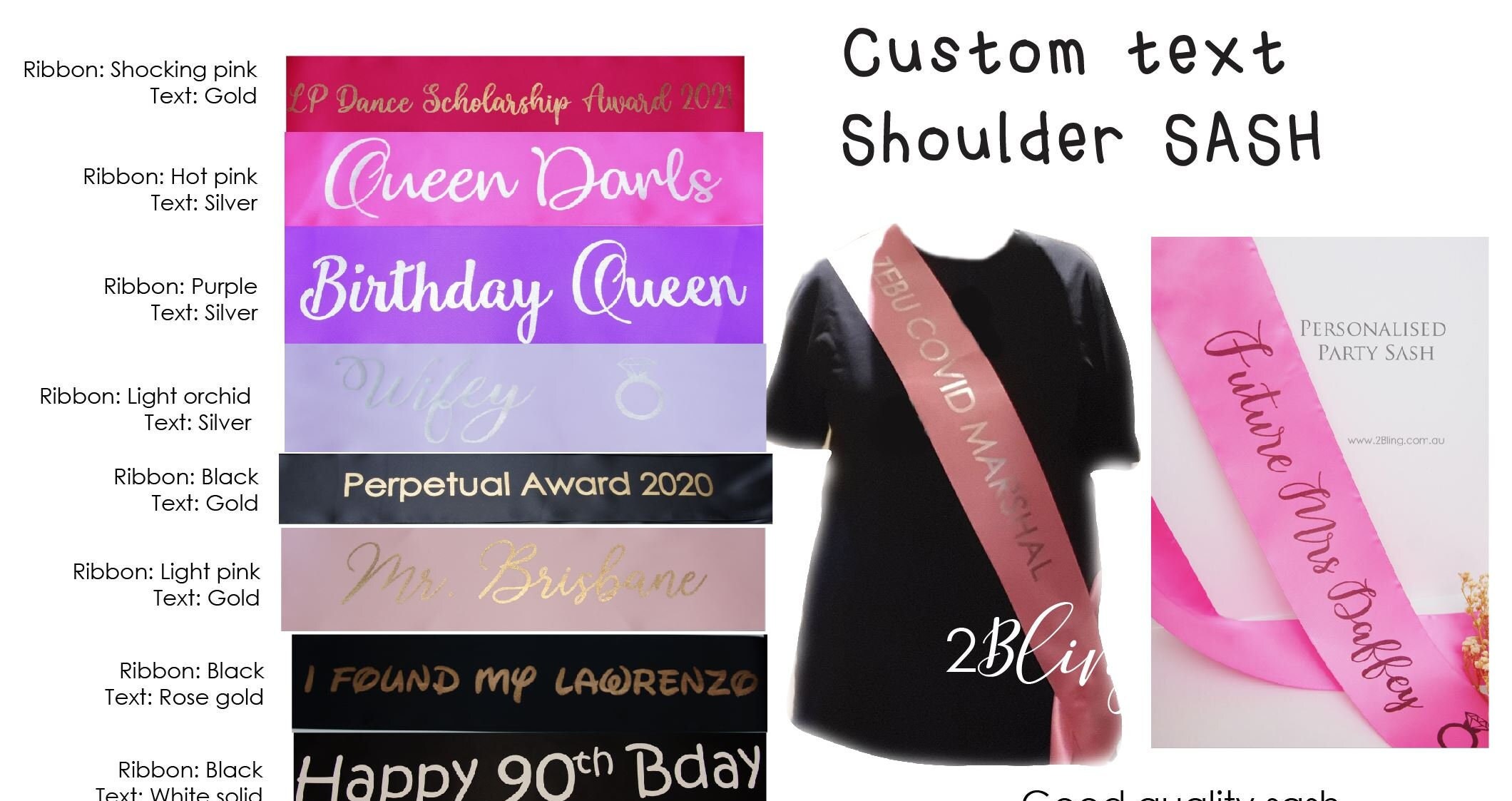 Personalised Custom Text PARTY SASH Wedding Birthday Baby - Etsy Australia