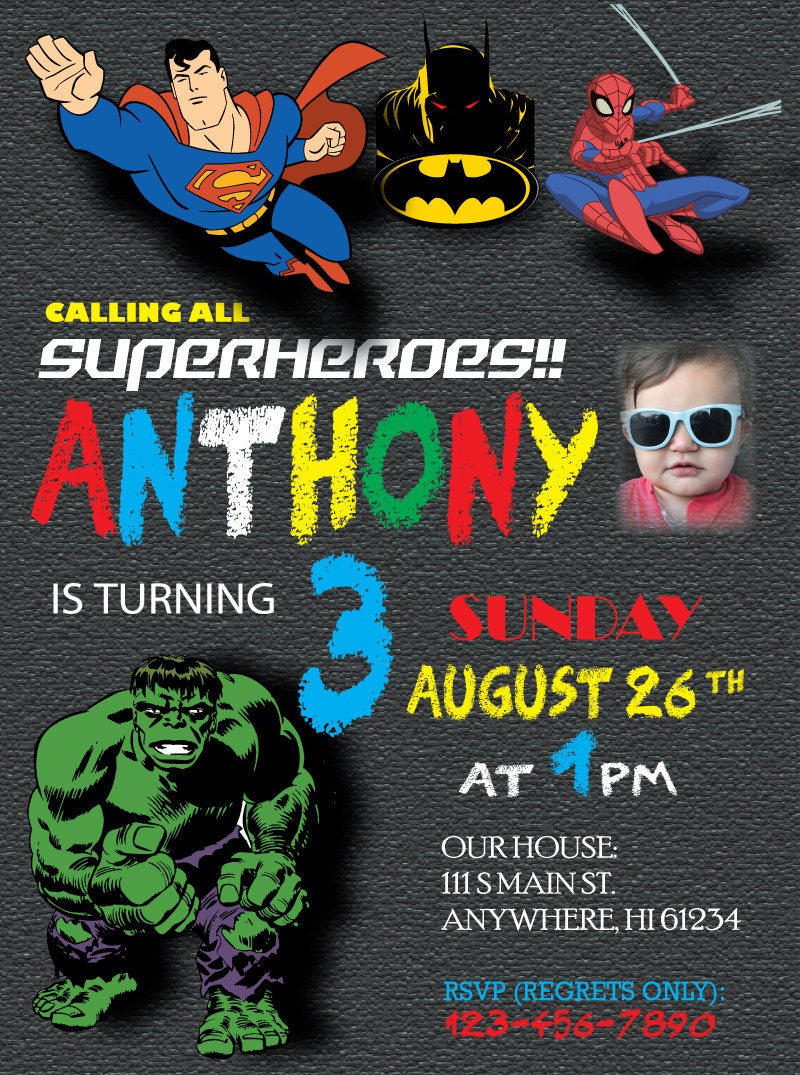 Super héros Invitation personnalisable - Etsy France
