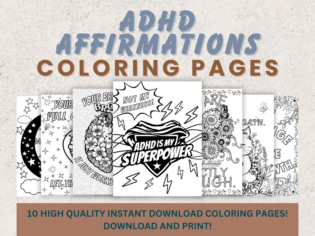 Neurodivergent Coloring Pages, ADHD Coloring Pages for Adults, Instant ...