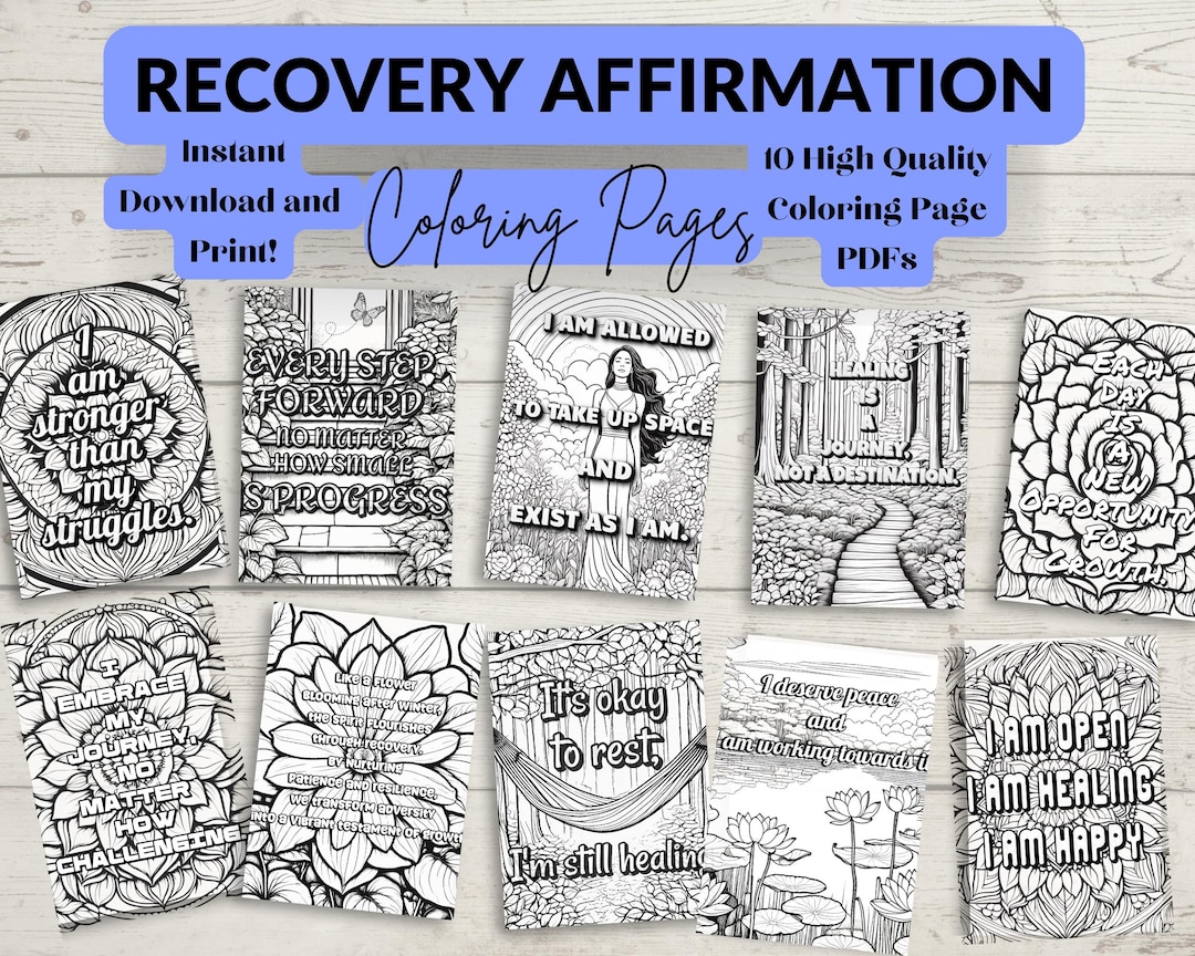 Recovery Affirmation Coloring Pages - Printable Mental Health Art ...