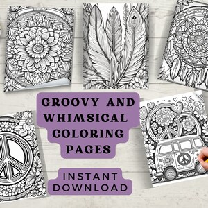 Groovy Boho Coloring Pages: Retro Vibes (digital Download) - Etsy