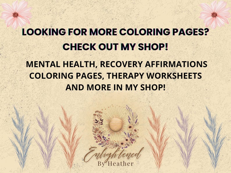 Mental Health Coloring Pages, Therapeutic Printable Art for Adults ...