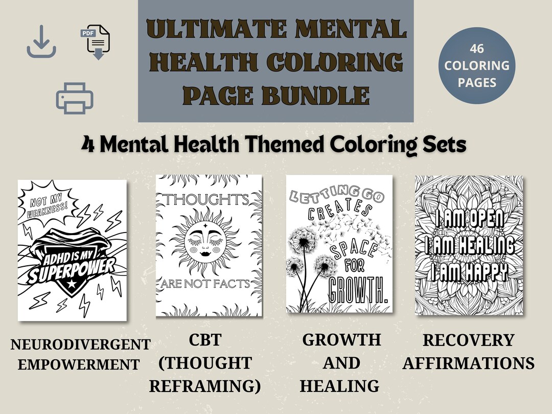 Mental Health Coloring Pages: Self-love & Affirmations (PDF) - Etsy