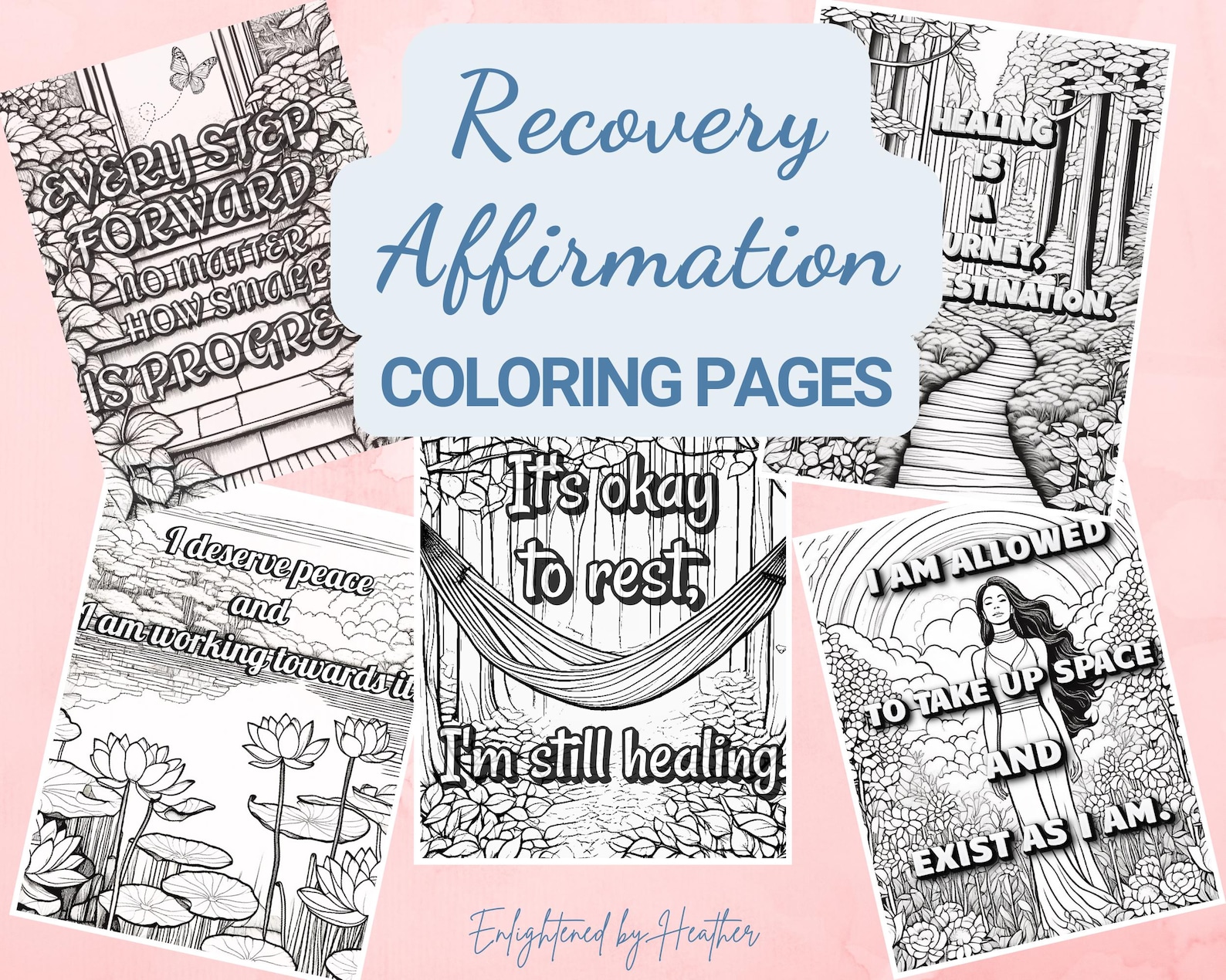 Recovery Affirmation Coloring Pages: Mental Health Sobriety Activity ...
