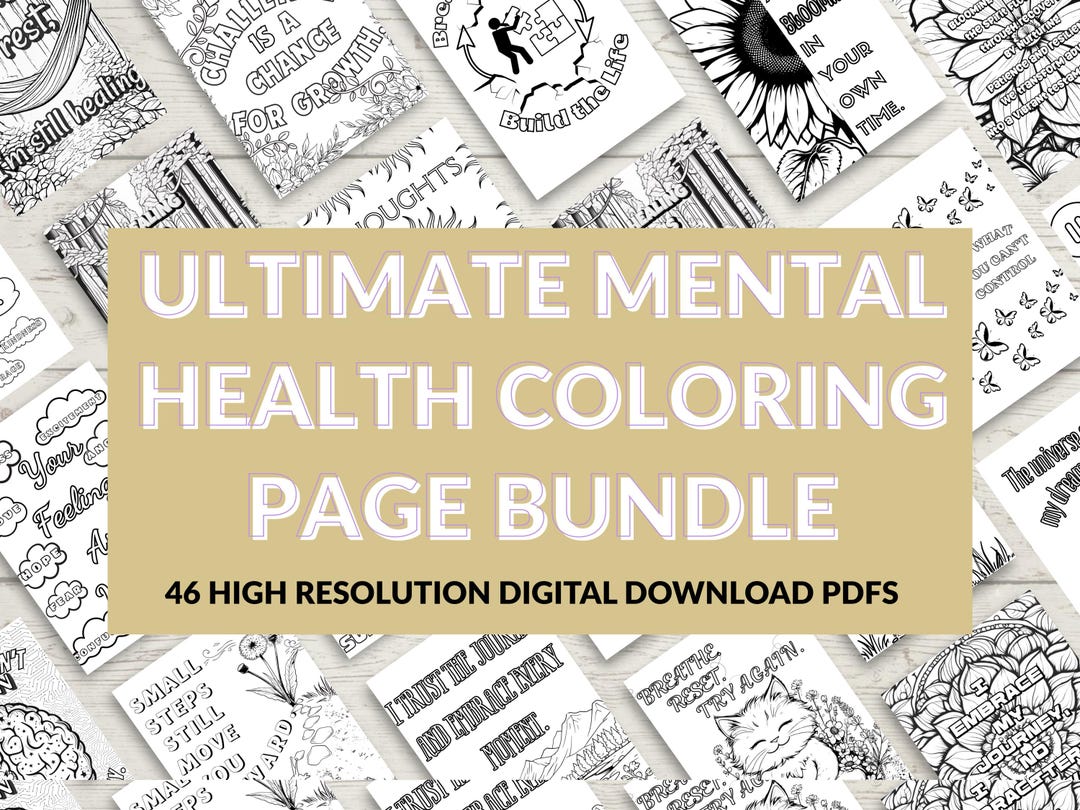 Mental Health Coloring Pages, Therapeutic Printable Art for Adults ...