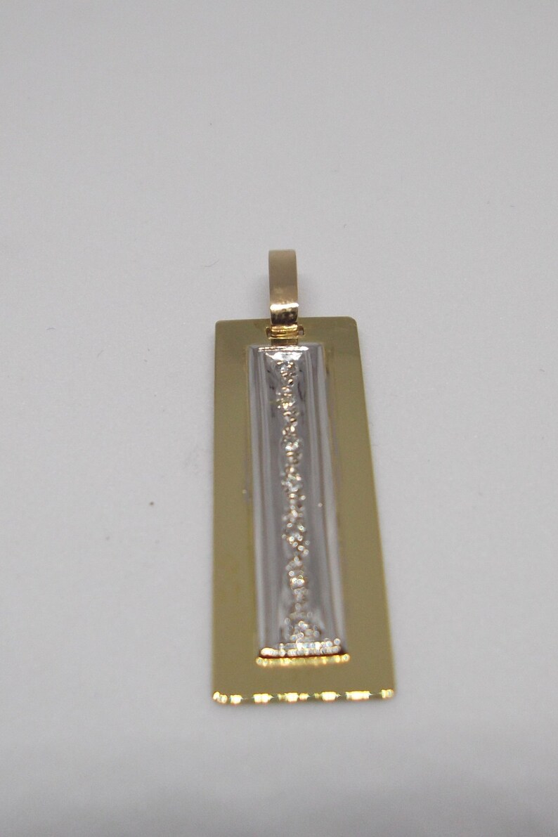 Rectangular medal plate in yellow gold and 18Kt white gold | Etsy