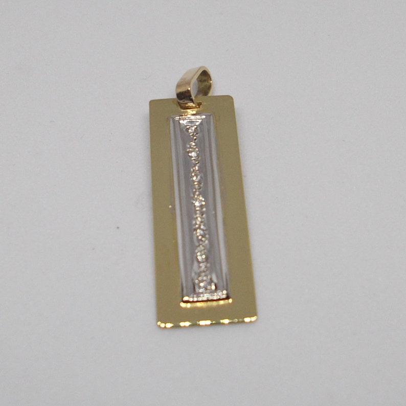 Rectangular Medal Plate in Yellow Gold and 18kt White Gold With Seven ...